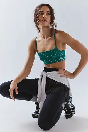 Free People Tighten Up Reversible Polka Dot Bra - Green Glow Parka