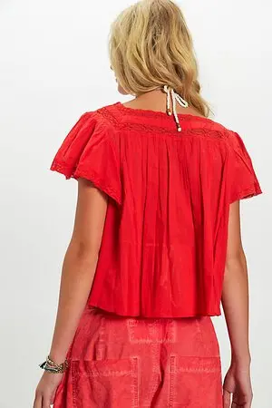 Free People Monica Top - Fiery Red