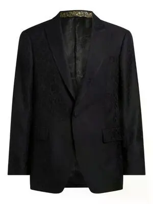Etro Single-breasted Jacket In Wool- And Cotton-blend Jacquard Fabric With Animal Motif