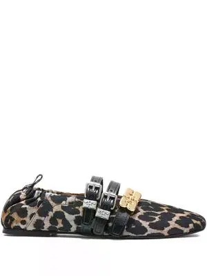 GANNI Leopard Print Ballet Flats - Brown