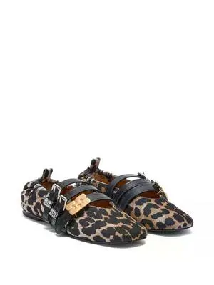 GANNI Leopard Print Ballet Flats - Brown