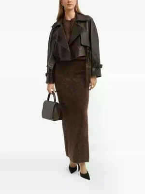 Nour Hammour Cut-out Collar Belted Jacket