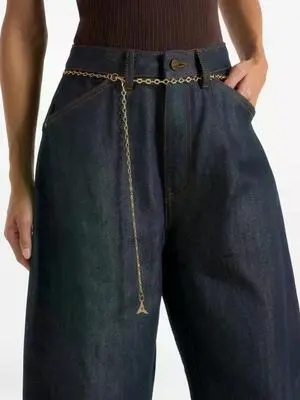 Manière De Voir Hourglass Barrel Leg Jeans With Chain Detail - Blue