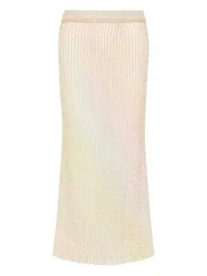 MAISON MARGIELA Ribbed-knit Midi Skirt - Neutrals