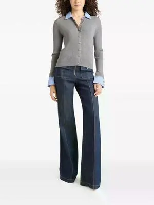 Cinq À Sept Ribbed Buttoned Cardigan - Grey