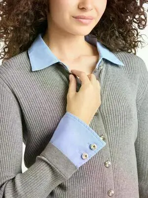 Cinq À Sept Ribbed Buttoned Cardigan - Grey
