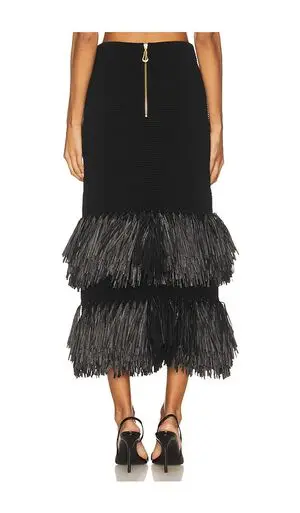 Aje Knit Raffia Tiered Midi Skirt