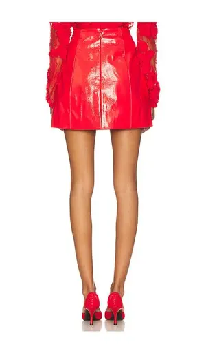 AKNVAS Liva Faux Leather Skirt - Red