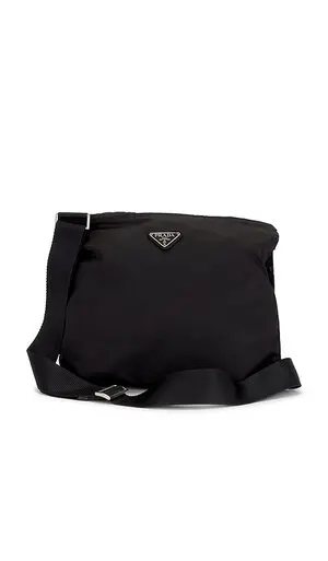 FWRD RENEW Prada Tessuto Flat Messenger Bag - Black