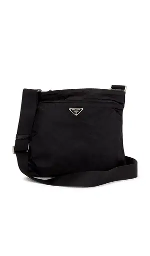 FWRD RENEW Prada Tessuto Flat Messenger Bag - Black