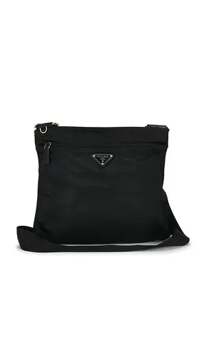 FWRD RENEW Prada Tessuto Flat Messenger Bag - Black