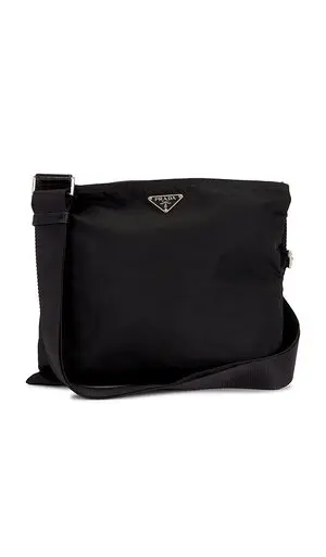 FWRD RENEW Prada Tessuto Flat Messenger Bag - Black