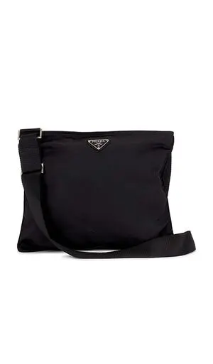 FWRD RENEW Prada Tessuto Flat Messenger Bag - Black