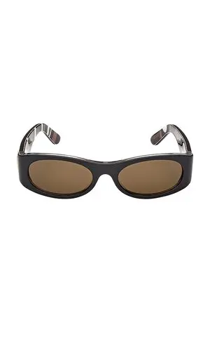 Emilio Pucci Oval Sunglasses - Shiny Black  Khaki  & Brown
