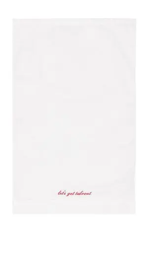 ABBODE Let's Get Takeout Tea Towel In White