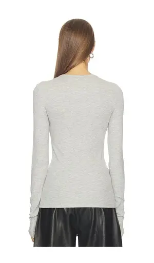 GRLFRND Crew Neck Extra Long Sleeve Tee - Heather Grey