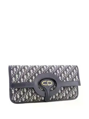 Dior Fold Over Oblique Canvas Clutch Bag