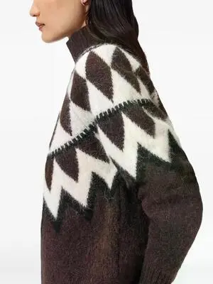 ALLSAINTS Tara Diamond-pattern Roll-neck Sweater - Brown
