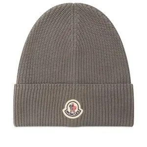 Moncler Cotton Logo Beanie - Grey
