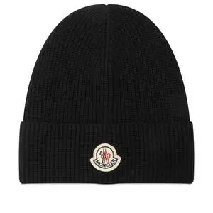 Moncler Cotton Logo Beanie - Black