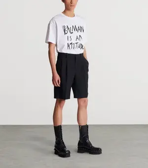 Balmain Virgin Wool Pleated Shorts