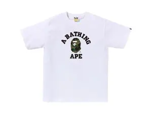 A BATHING APE 1st Camo College Tee Shirt - White X Green