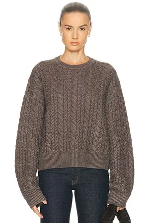 EAVES Laci Cable Crewneck Knit - Hickory