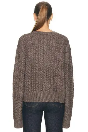 EAVES Laci Cable Crewneck Knit - Hickory