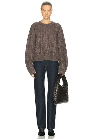 EAVES Laci Cable Crewneck Knit - Hickory