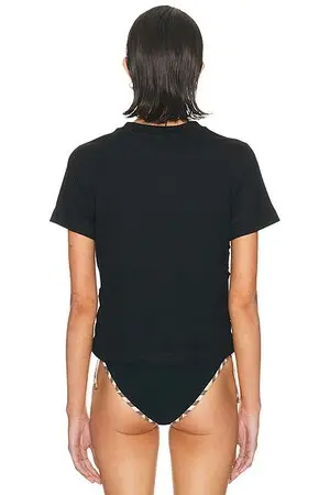 Burberry Short Sleeve T-shirt With Side Buckle Detail - Black