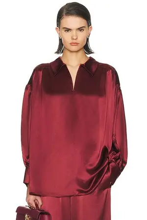 BY MALENE BIRGER Leonora Satin Blouse - Cabernet