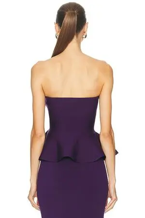 HIGH SPORT Peplum Knit Top - Grape