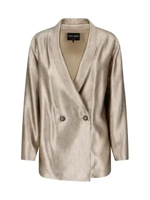 Giorgio Armani Double-breasted Silk Blazer - Gray