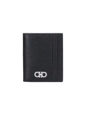FERRAGAMO Salvatore 'gancini' Bi-fold Card Holder - Black