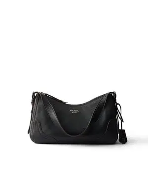 Prada Aimèe Large Leather Shoulder Bag - Black