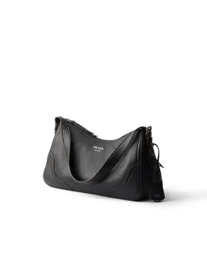 Prada Aimèe Large Leather Shoulder Bag - Black