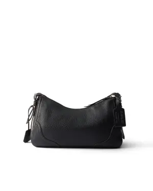 Prada Aimèe Large Leather Shoulder Bag - Black
