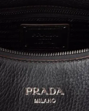 Prada Aimèe Large Leather Shoulder Bag - Black