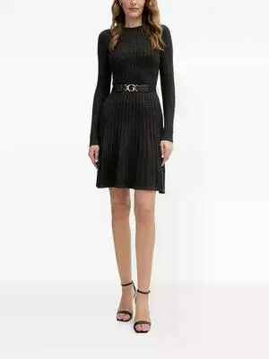 Guess Textured Belted Mini Dress - Brown