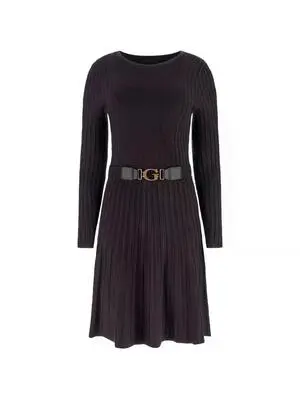 Guess Textured Belted Mini Dress - Brown
