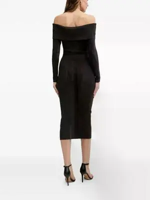 Guess Off-shoulder Button Midi Dress