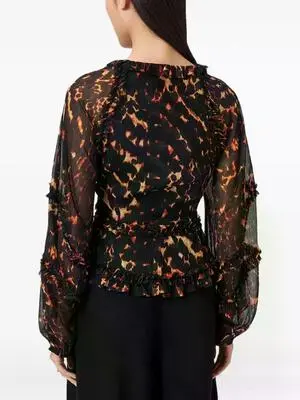 ALLSAINTS Animal-print Ruffled Blouse