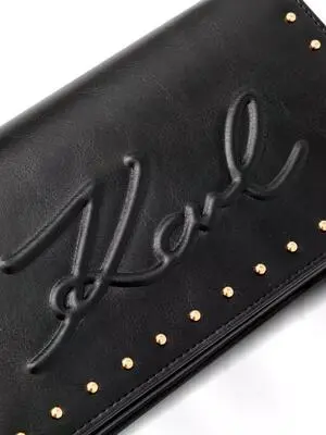 Karl Lagerfeld Embossed Studded Wallet On Strap