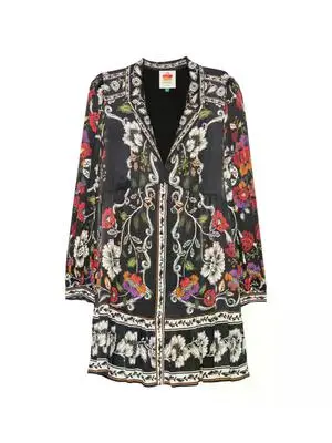 Farm Rio Floral Print V-neck Mini Dress