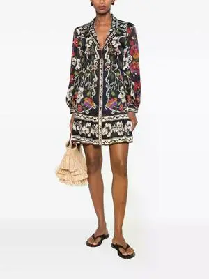 Farm Rio Floral Print V-neck Mini Dress