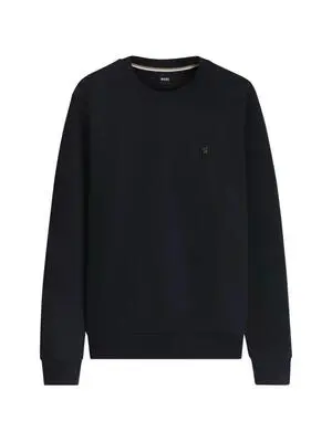 BOSS Crew-neck Sweatshirt With Appliqu - Blue