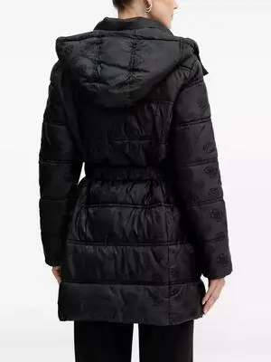 Guess Quilted Hooded Puffer Coat With Buckle