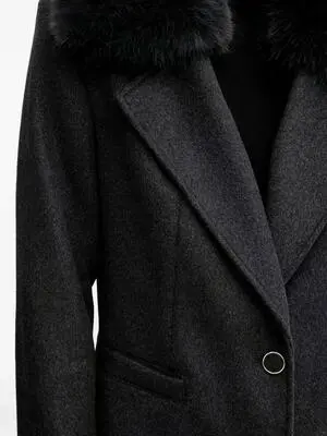 Guess Single-breasted Fur Trimmed Coat