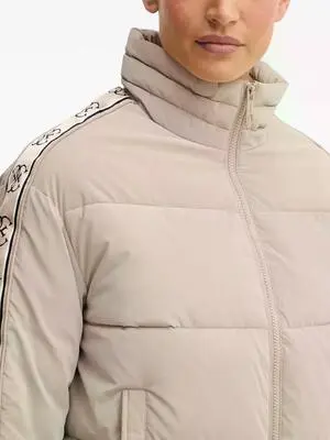 Guess Logo Stripe Puffer Jacket - Neutrals