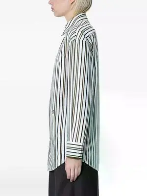 Saint Laurent Striped Shirt With Logo Embroidery